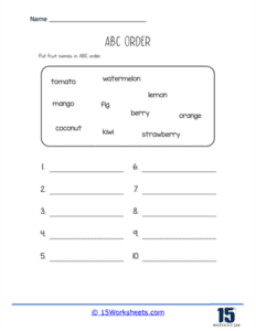 ABC Order Worksheets - 15 Worksheets.com