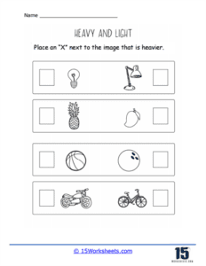 Heavy vs. Light Worksheets | Measure and Compare - 15 Worksheets.com