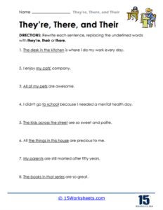 They're, There, and Their Worksheets | Confusing Homophones - 15 ...