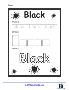 The Color Black Worksheets | Color Learning - 15 Worksheets.com