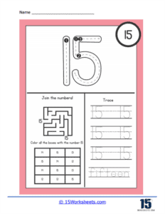 Number 15 Worksheets | Teen Number Concept - 15 Worksheets.com