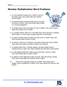 Multiplication Word Problems Worksheets - 15 Worksheets.com