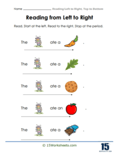 Reading Left to Right Worksheets | Guided Reading Flow - 15 Worksheets.com