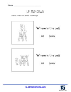 Up or Down Worksheets | Position Usage and Context - 15 Worksheets.com