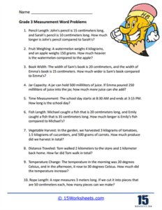 Measurement Word Problems Worksheets - 15 Worksheets.com