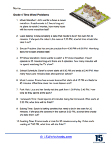Time Based Word Problems Worksheets | Clock Concepts - 15 Worksheets.com
