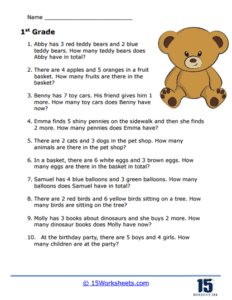 Addition Word Problems Worksheets - 15 Worksheets.com