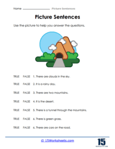 Picture Sentences Worksheets | Kindergarten - 15 Worksheets.com