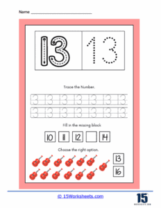 Number 13 Worksheets | Numeracy Skills - 15 Worksheets.com