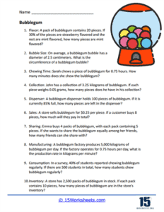 Decimal Word Problems Worksheets - 15 Worksheets.com