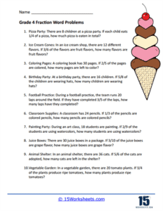 Fraction Word Problems Worksheets - 15 Worksheets.com