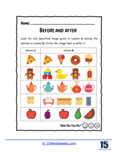 Before or After Worksheets | Sequence Skill Building - 15 Worksheets.com