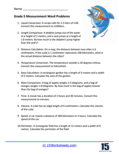 Measurement Word Problems Worksheets - 15 Worksheets.com