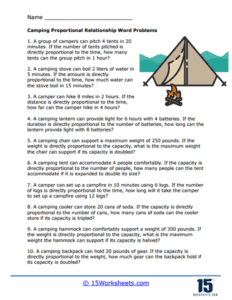 Proportional Relationship Word Problems Worksheets - 15 Worksheets.com