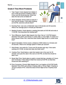 Time Based Word Problems Worksheets | Clock Concepts - 15 Worksheets.com