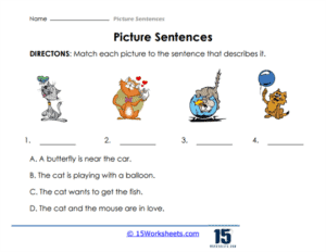 Picture Sentences Worksheets | Kindergarten - 15 Worksheets.com