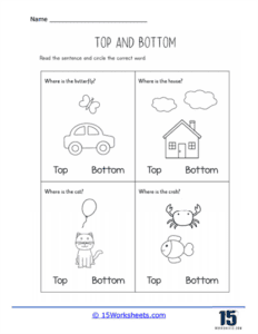 Top or Bottom Worksheets | Positional Vocabulary - 15 Worksheets.com