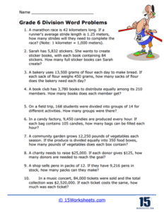 Division Word Problems Worksheets - 15 Worksheets.com