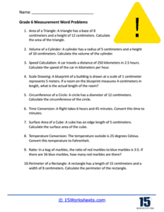 Measurement Word Problems Worksheets - 15 Worksheets.com