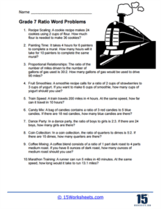 Ratio and Proportions Word Problem Worksheets - 15 Worksheets.com