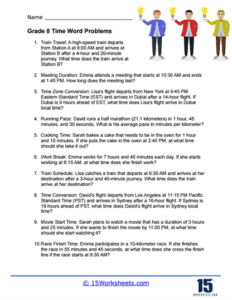 Time Based Word Problems Worksheets | Clock Concepts - 15 Worksheets.com