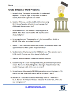 Decimal Word Problems Worksheets - 15 Worksheets.com