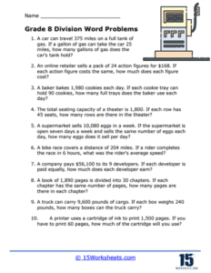 Division Word Problems Worksheets - 15 Worksheets.com