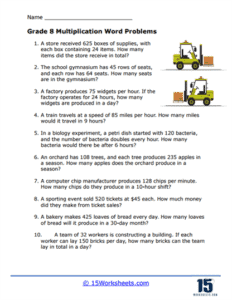 Multiplication Word Problems Worksheets - 15 Worksheets.com