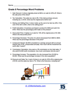 Percentage Word Problems Worksheets | Collection - 15 Worksheets.com