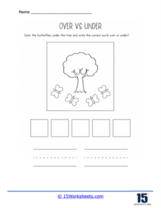 Over or Under Worksheets | Position Words - 15 Worksheets.com