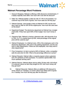 Percentage Word Problems Worksheets | Collection - 15 Worksheets.com
