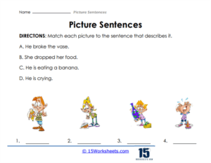Picture Sentences Worksheets | Kindergarten - 15 Worksheets.com
