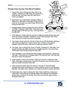 Time Based Word Problems Worksheets | Clock Concepts - 15 Worksheets.com