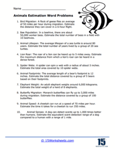 Estimation Word Problems Worksheets - 15 Worksheets.com
