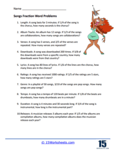 Fraction Word Problems Worksheets - 15 Worksheets.com