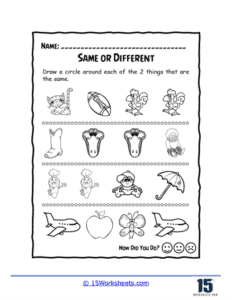 Same vs. Different Worksheets | Comparisons - 15 Worksheets.com