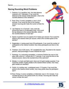Rounding Word Problems Worksheets - 15 Worksheets.com