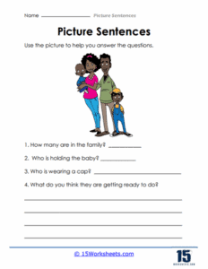Picture Sentences Worksheets | Kindergarten - 15 Worksheets.com