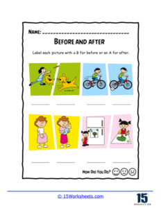 Before or After Worksheets | Sequence Skill Building - 15 Worksheets.com
