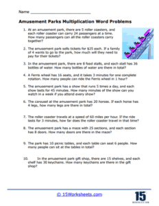Multiplication Word Problems Worksheets - 15 Worksheets.com