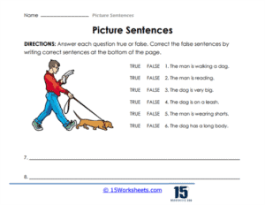 Picture Sentences Worksheets | Kindergarten - 15 Worksheets.com