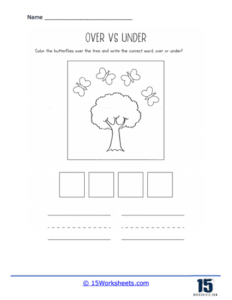 Over or Under Worksheets | Position Words - 15 Worksheets.com