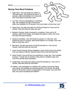 Time Based Word Problems Worksheets | Clock Concepts - 15 Worksheets.com