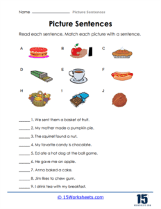 Picture Sentences Worksheets | Kindergarten - 15 Worksheets.com