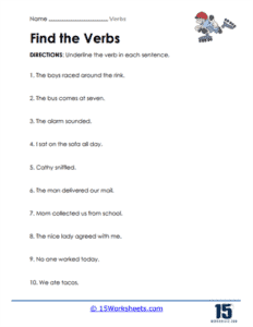 Verb Worksheets | Strengthen Word Action - 15 Worksheets.com
