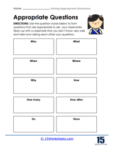 Asking Appropriate Questions Worksheets - 15 Worksheets.com