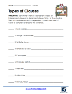Clauses Worksheets | Active Practice - 15 Worksheets.com