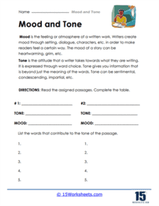 Mood and Tone Worksheets - 15 Worksheets.com