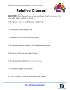 Relative Clauses Worksheets | Grammar Focused - 15 Worksheets.com