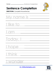 Complete the Sentence Worksheets - 15 Worksheets.com
